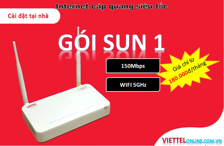 Gói Wifi Viettel Tốc Độ 150Mbps- Gói SUN1 Viettel- Wifi 5GHz